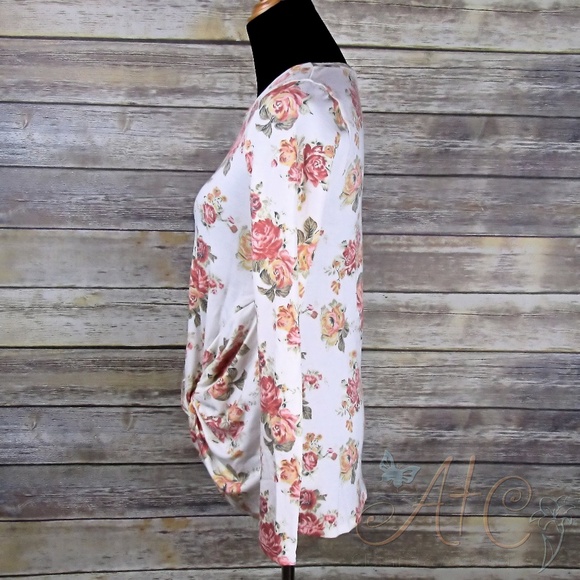 P.S. Kate | Tops | A Ps Kate Long Sleeve Ivory Blush Floral Knot | Poshmark